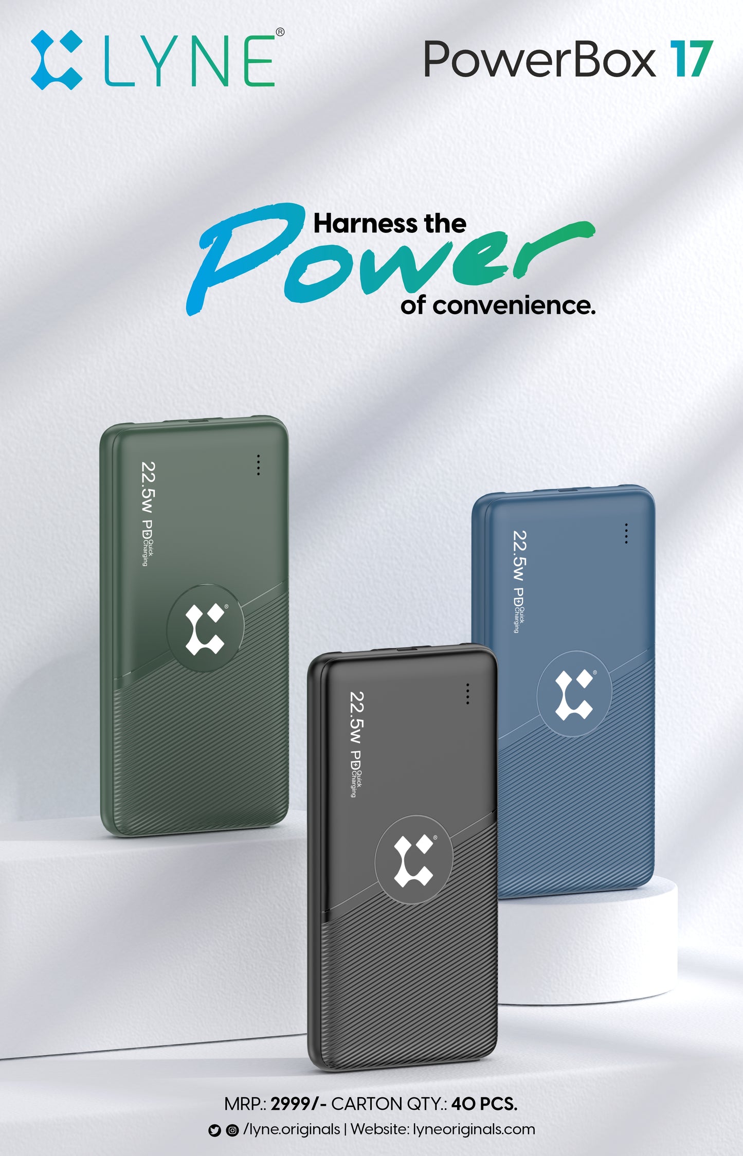 LYNE Powerbox 17 10000 mAh Battery Capacity, 22.5W PD Output, Dual USB ...