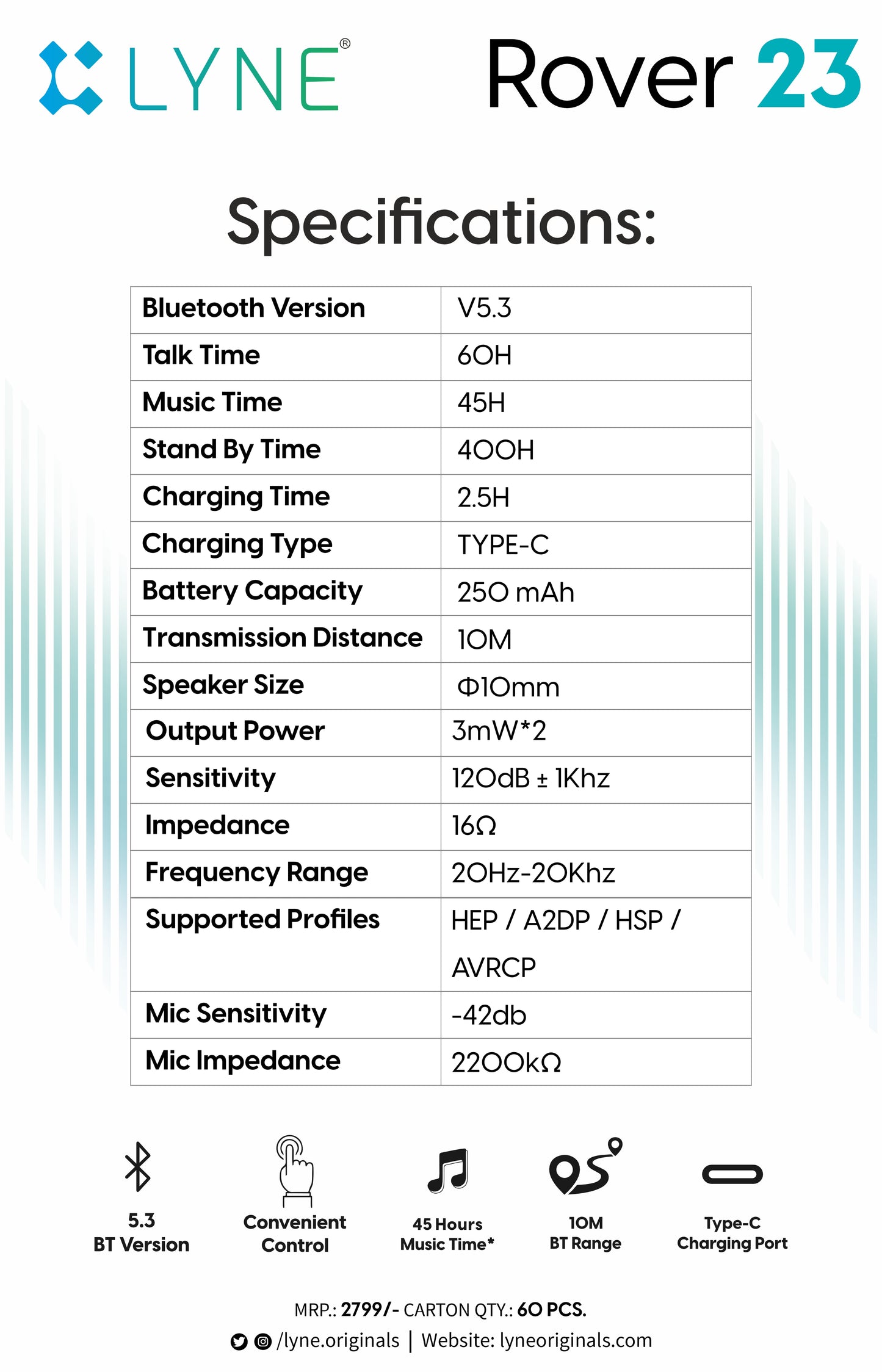 LYNE Rover 23 45 Hours Music Time Bluetooth Neckband with Strong Magne ...