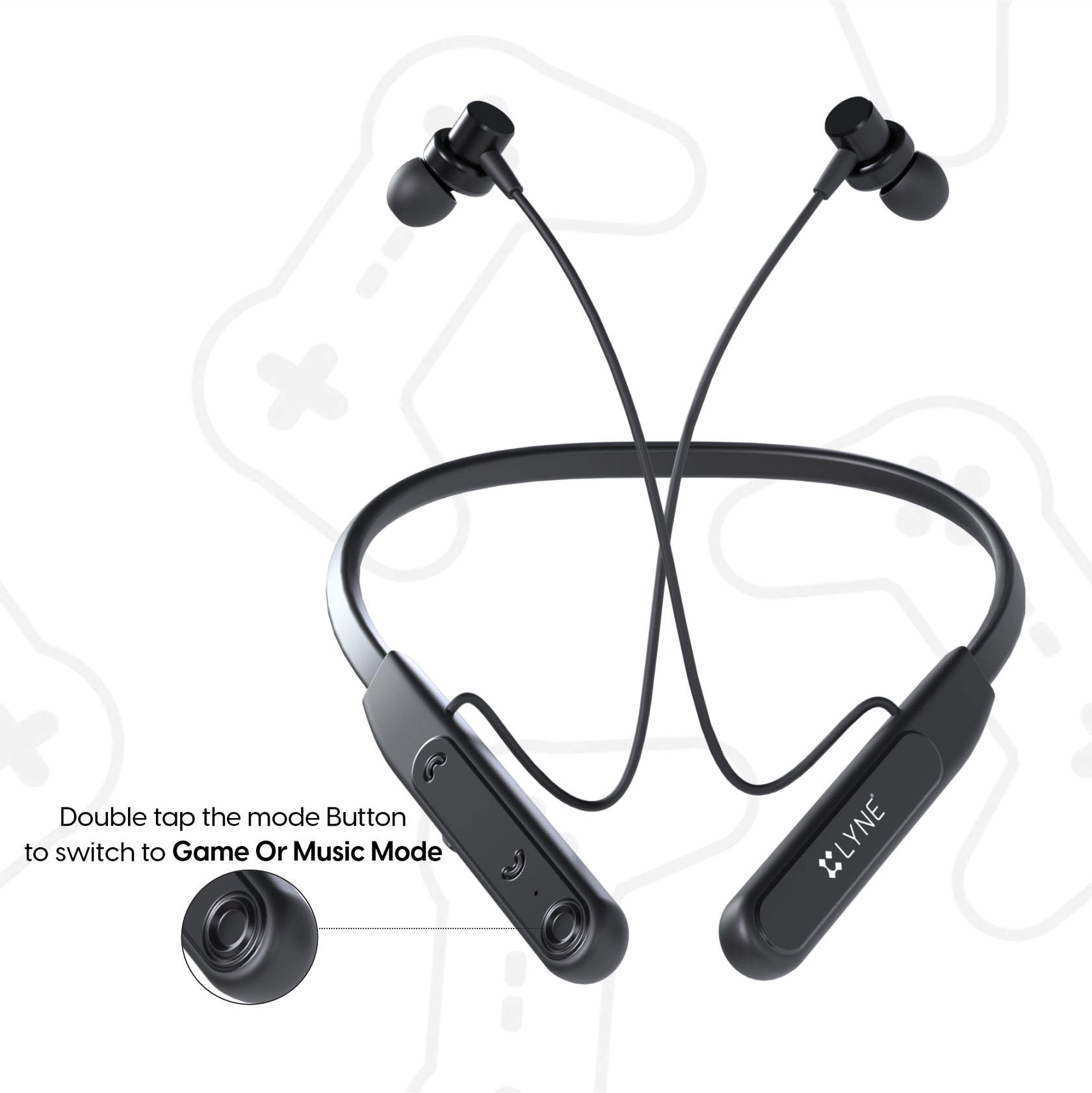 LYNE Rover 25 40 Hours Music Time Bluetooth Neckband with Touch Functi ...